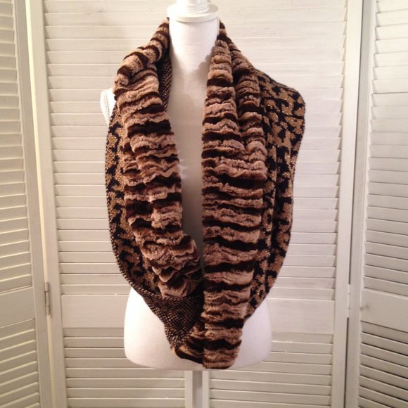 Curations | Accessories | Furry Infinity Scarf Curations Faux Fur Knit ...